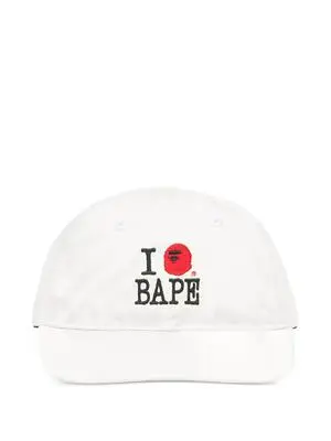 A BATHING APE Logo-embroidered Baseball Cap - White
