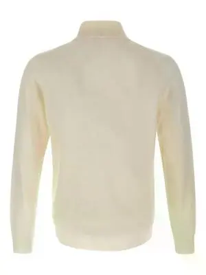 KANGRA Half-zip Stand-up Collar Sweater - White