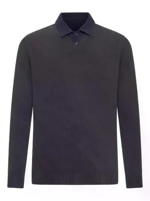 ROBERTO COLLINA Cotton-piquet Contrast-collar Polo Shirt - Grey