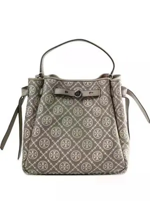 Tory Burch Romy T Monogram Bucket Bag - Grey
