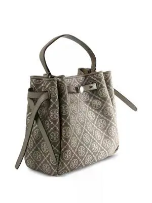 Tory Burch Romy T Monogram Bucket Bag - Grey