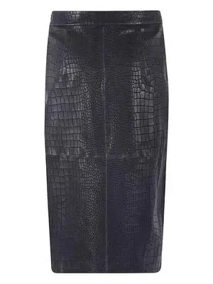 ENES Crocodile-effect Slit Skirt - Grey