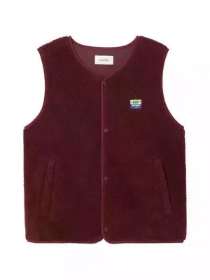 American Vintage Textured Buttoned Gilet - Red