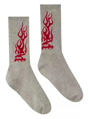 Palm Angels Jacquard Flame Socks - Grey