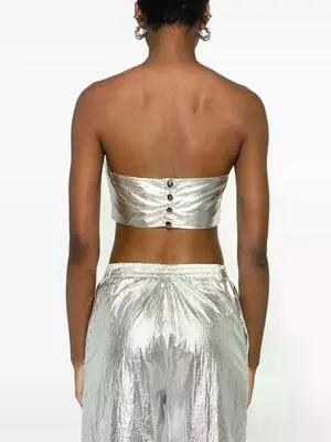 MEDEEA Metallic-effect Cropped Top