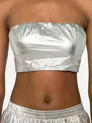 MEDEEA Metallic-effect Cropped Top