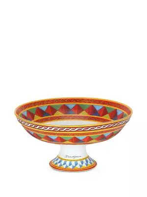Dolce & Gabbana Geometric Porcelain Fruit Bowl - White
