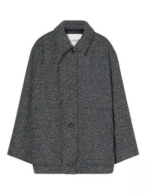 Closed Herringbone Pattern Button Coat