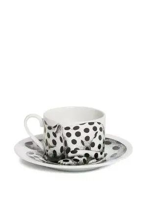FORNASETTI Polka-dot Cat Tea Cup - White