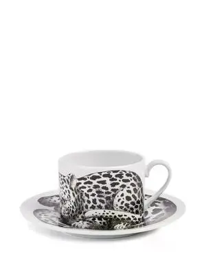 FORNASETTI Leopard-print Tea Cup - White