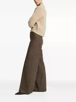 YVES SALOMON Tailored Flannel Trousers - Brown