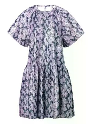 STAND STUDIO Kaitlyn Snake-print Tiered Mini Dress - Purple