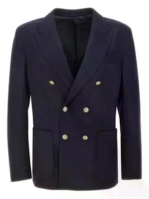 Eleventy Double-breasted Wool Blazer - Blue