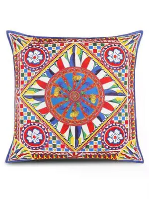 Dolce & Gabbana Large Patterned Cushion - White