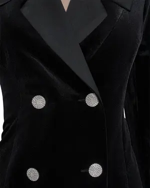Karl Lagerfeld Paris Stretch Velvet Blazer Dress In Black - 30% Off |  Editorialist