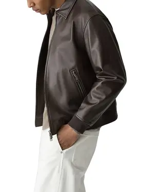 Theory Wyatt Leather Jacket - Brownwood