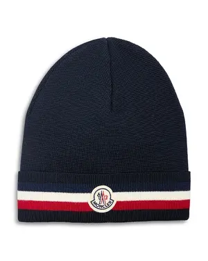 Moncler Striped Cuff Beanie - Navy