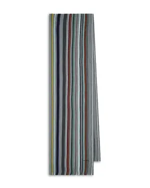 Paul Smith Ivan Striped Merino Wool Scarf - Grey