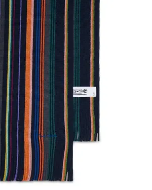 Paul Smith Ivan Striped Merino Wool Scarf - Navy