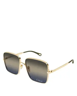 Chloé Square Sunglasses, 61mm - Gold