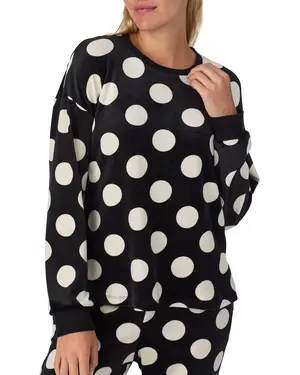 Kate Spade New York Dot Print Long Pajama Set - Black Dot