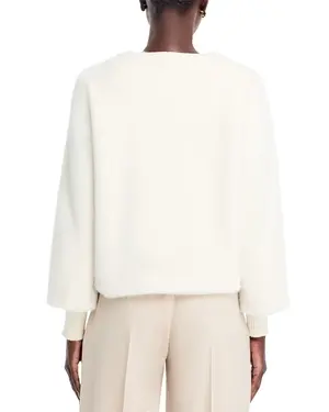 T Tahari Faux Fur Knit Cuff Jacket - Soft Ivory