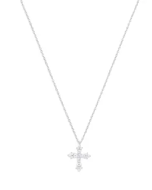 Meira T 14k Gold Diamond Cross Pendant Necklace - White