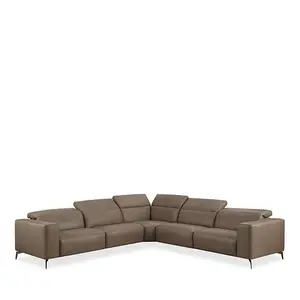 CHATEAU D'AX Chateau X'ax Nacosto Motion Leather Sectional Sofa - Taupe