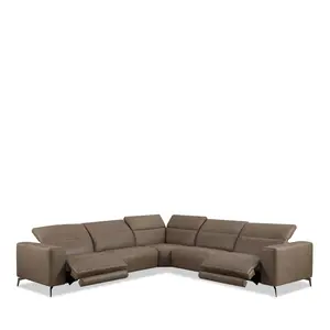 CHATEAU D'AX Chateau X'ax Nacosto Motion Leather Sectional Sofa - Taupe