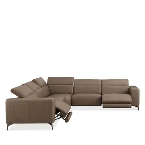 CHATEAU D'AX Chateau X'ax Nacosto Motion Leather Sectional Sofa - Taupe