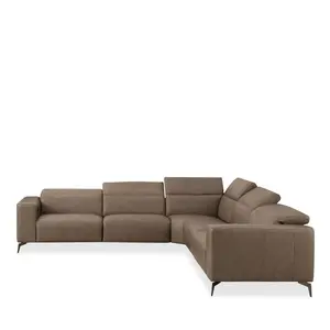 CHATEAU D'AX Chateau X'ax Nacosto Motion Leather Sectional Sofa - Taupe