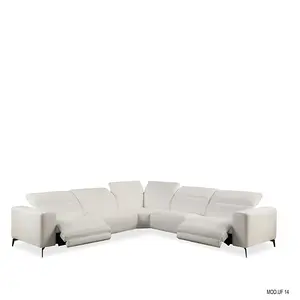 CHATEAU D'AX Chateau X'ax Nacosto Motion Leather Sectional Sofa - White