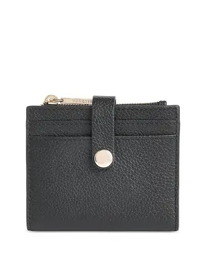 Whistles Danni Tab Detail Leather Compact Wallet - Black