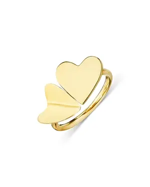 CADAR 18k Yellow Endless Wings Of Love Double Heart Ring - Gold