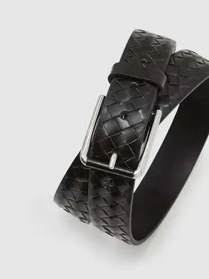 REISS Preston Leather Woven Belt