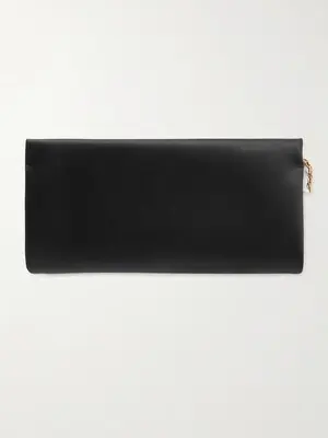 Saint Laurent Evening Satin Clutch With Cassandre Charm