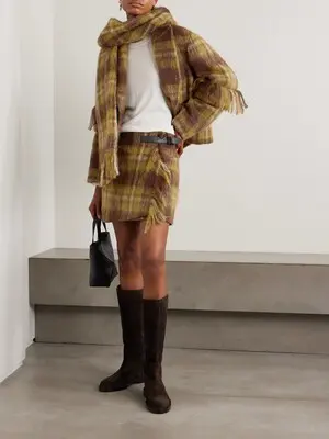 Loewe Scarf-detailed Checked Mohair And Wool-blend Jacket
