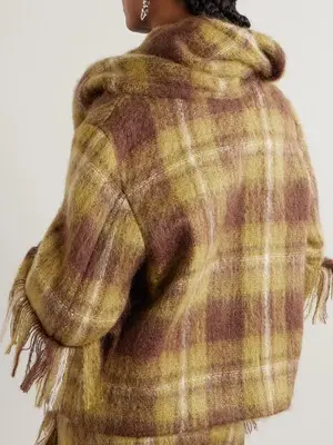 Loewe Scarf-detailed Checked Mohair And Wool-blend Jacket