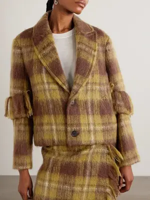 Loewe Scarf-detailed Checked Mohair And Wool-blend Jacket