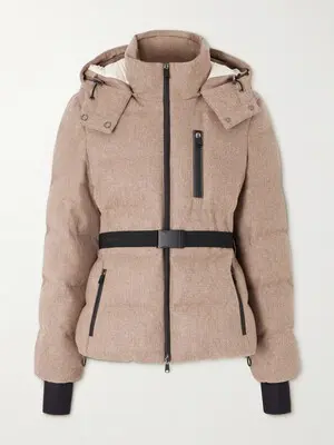 Brunello Cucinelli Belted Padded Wool Jacket - Brown