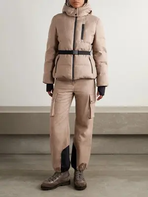 Brunello Cucinelli Belted Padded Wool Jacket - Brown