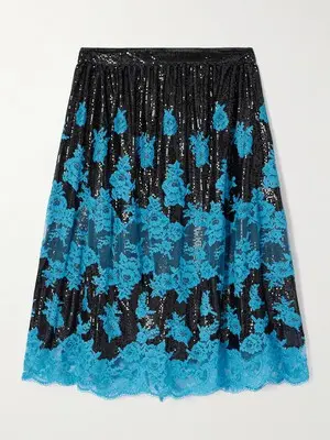 Rabanne Lace-trimmed Chainmail Midi Skirt