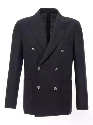 LARDINI Herringbone-pattern Double-breasted Blazer