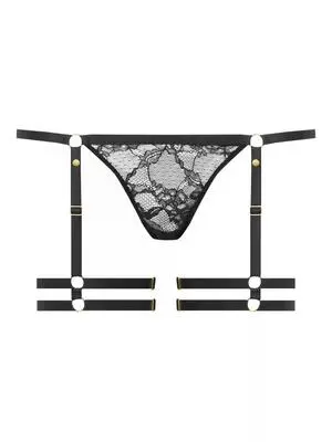 MAISON CLOSE Garter Lace Thong - Black