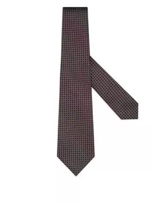 Zegna Geometric-pattern Neck Tie - Brown