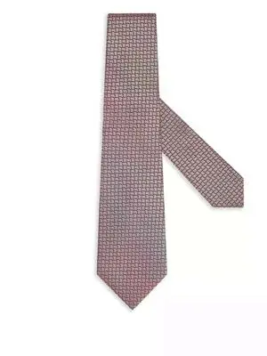 Zegna Geometric-pattern Silk Necktie - Pink