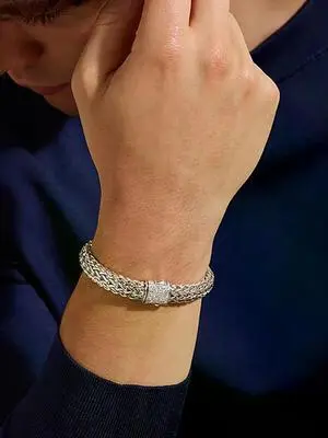 John Hardy Sterling Icon Diamond Bracelet - Silver