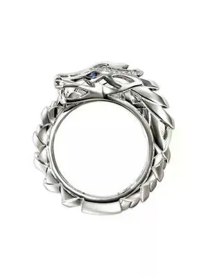 John Hardy Sterling Naga Diamond And Sapphire Ring - Silver