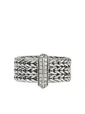 John Hardy Sterling Icon Link Bar Diamond Ring