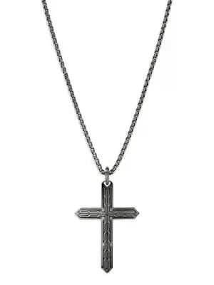 John Hardy Silver Icon Cross Pendant Necklace